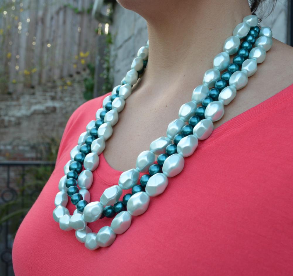 Teal And Mint Pearl Necklace on Luulla