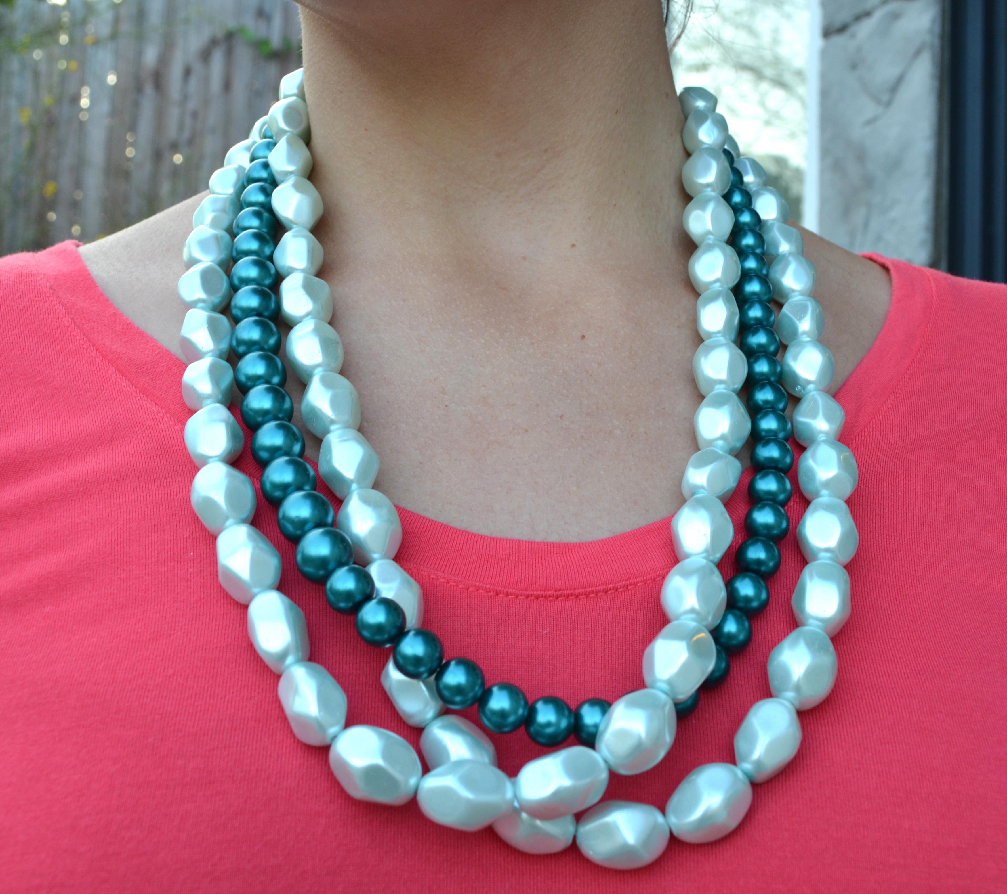 Teal And Mint Pearl Necklace on Luulla